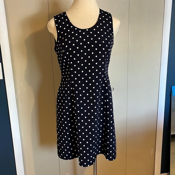 Koret | Dresses | Koret Brand Navy Blue Polka Dot Dress | Poshmark